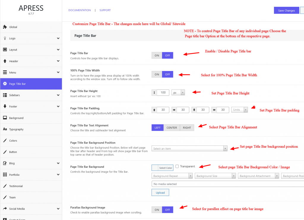 Page Title Bar – Apressthemes Doc