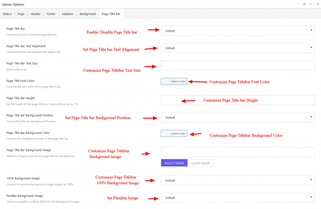 Single Page Options – Apressthemes Doc